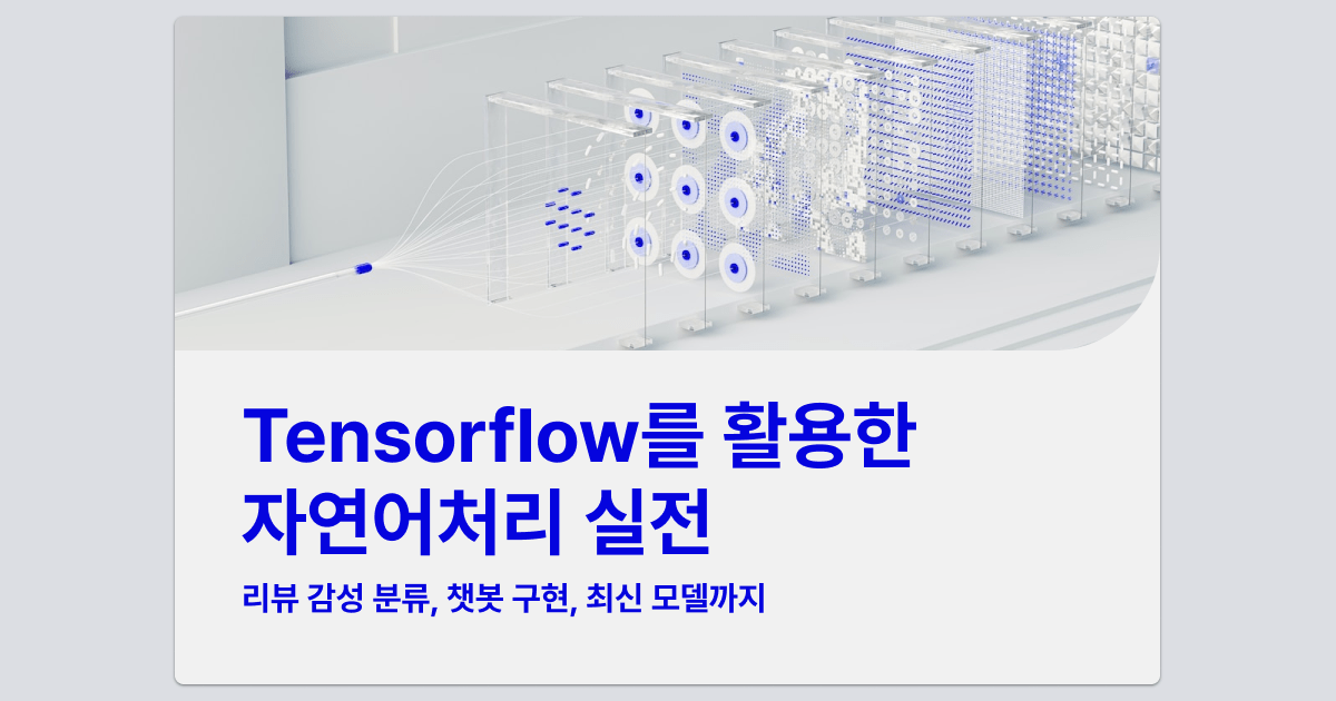 Tensorflow를 활용한 자연어처리 실전 리뷰 감성 분류 챗봇 구현 최신 모델까지 러닝스푼즈