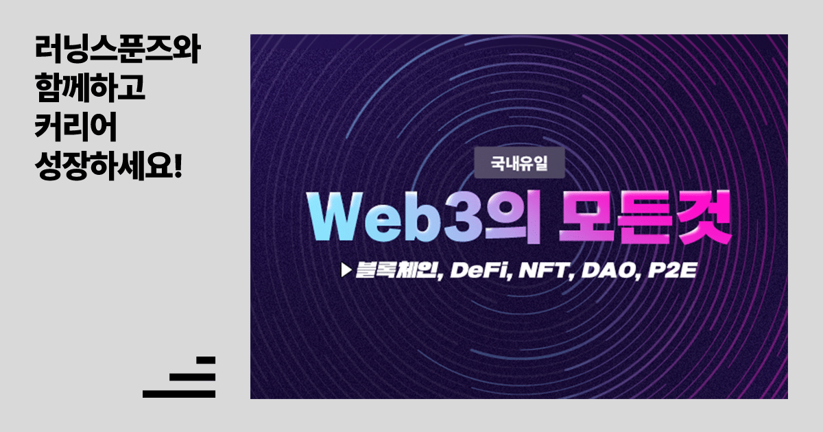 Web3의 모든 것 : 현업자에게 실습으로 배우는 블록체인, DeFi, NFT, DAO, P2E | 러닝스푼즈